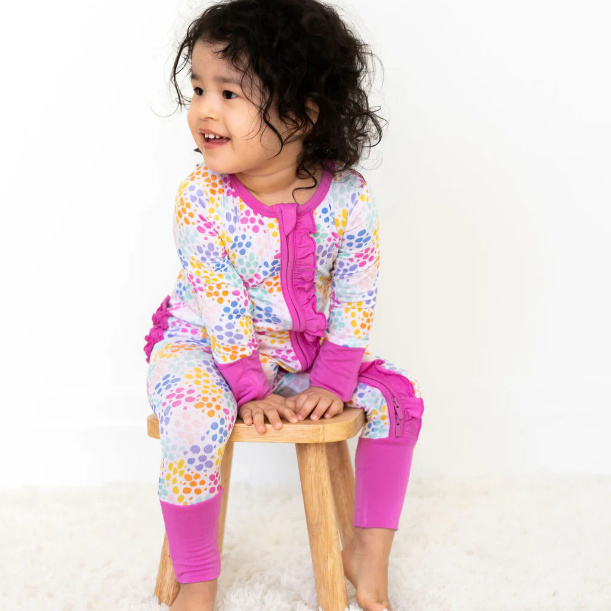Laree + Co Korrie Dots Ruffle Footie – Banana Split Children's Boutique